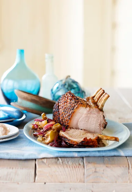 Pork rack with apples