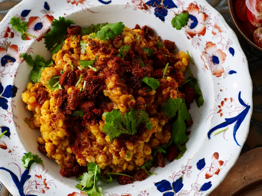 Chana dhal with green chillies & spiced raisins