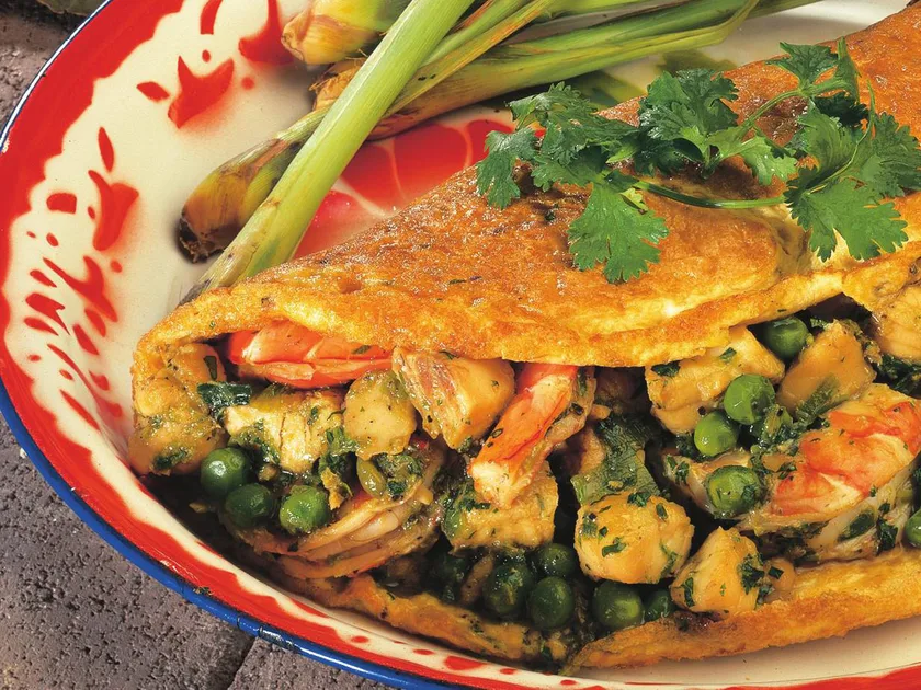 Seafood omelette