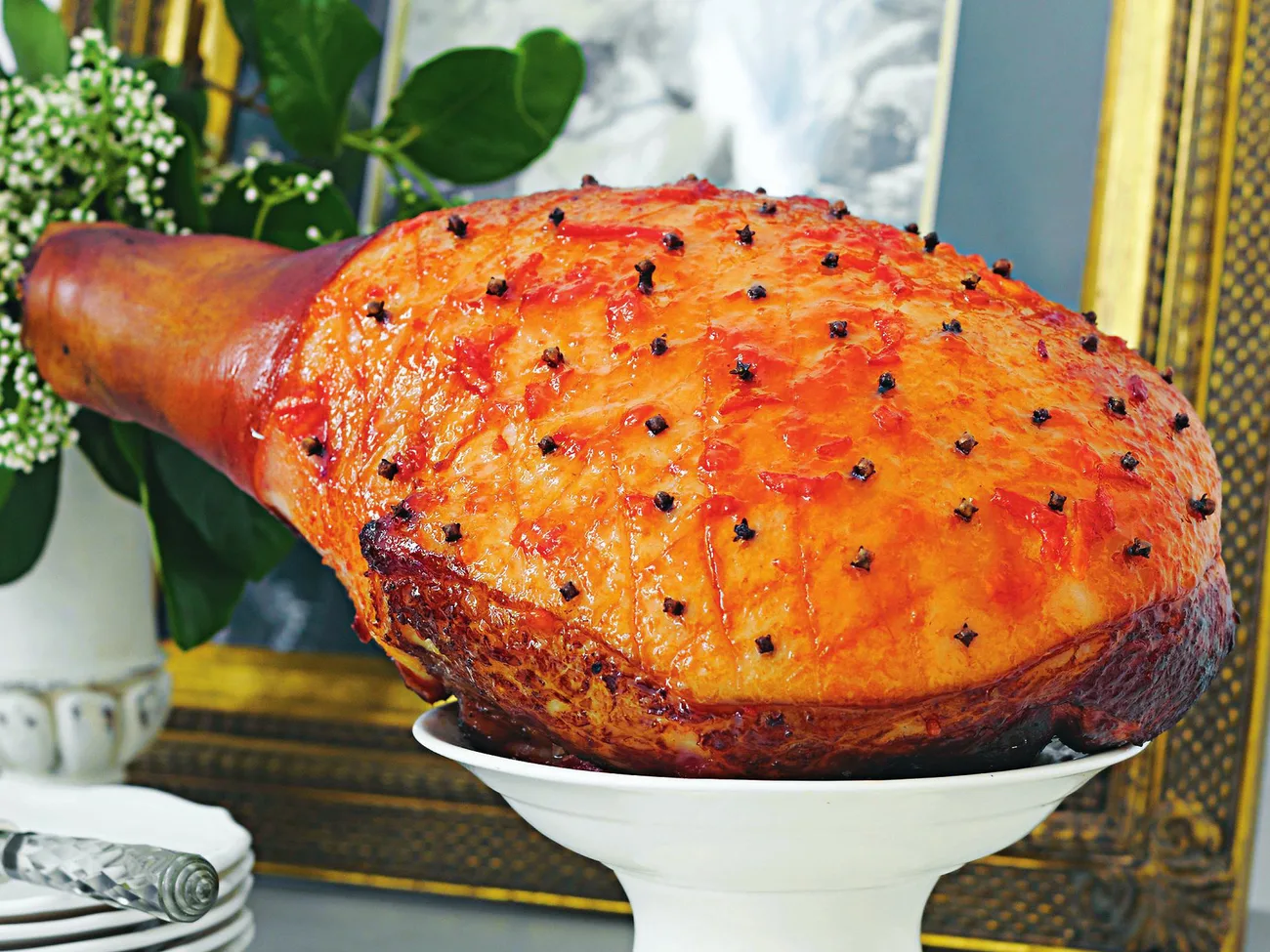 Marmalade-glazed ham