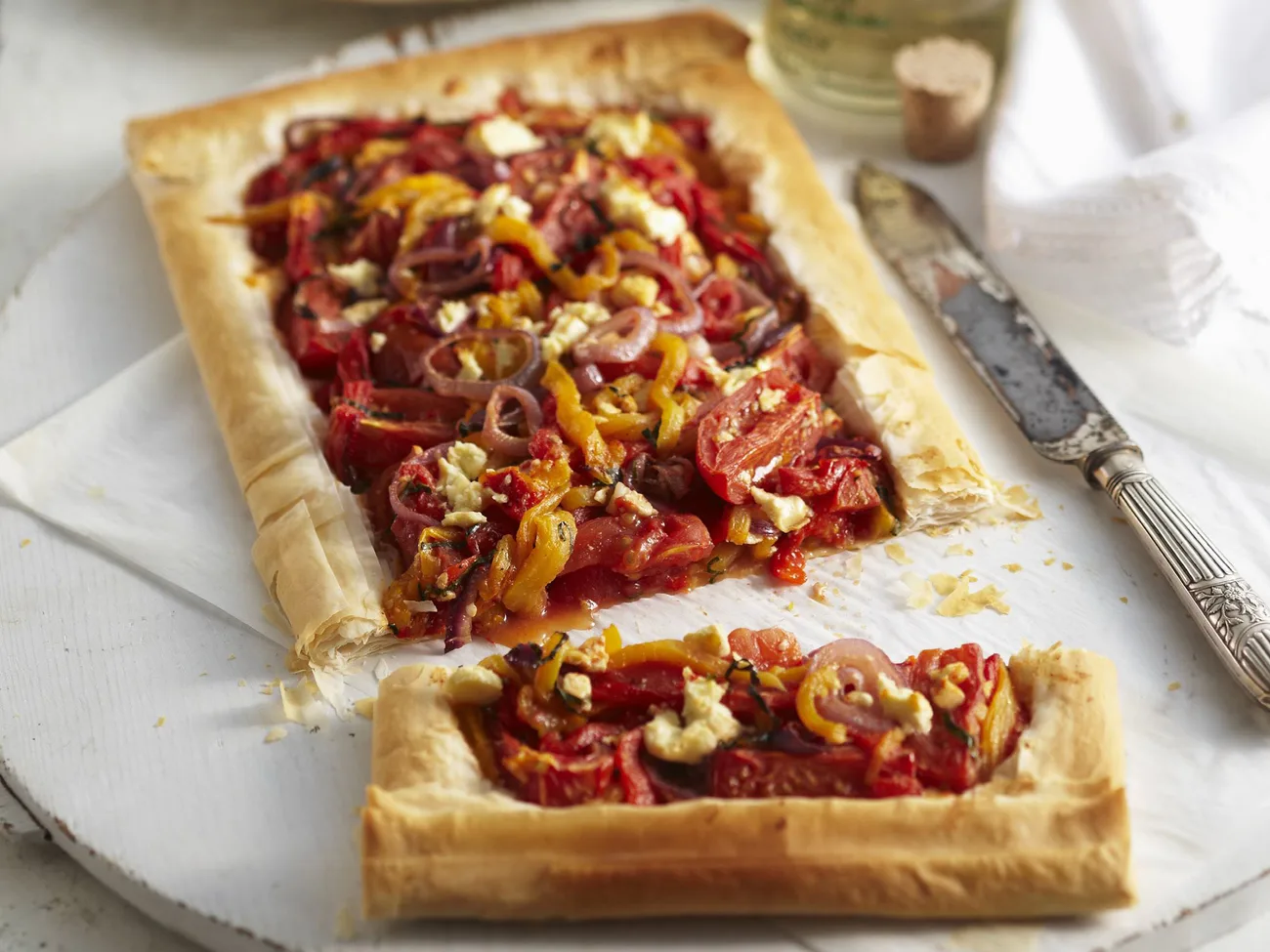 Roasted vegetable filo tart