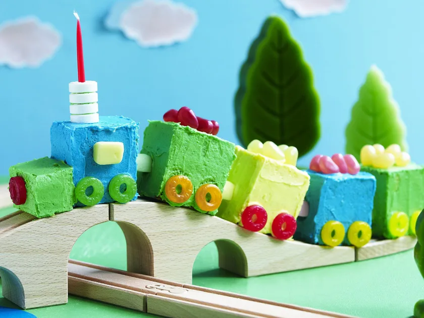 Jelly bean train cake