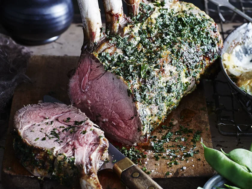 Roast veal rack with celeriac and potato gratin