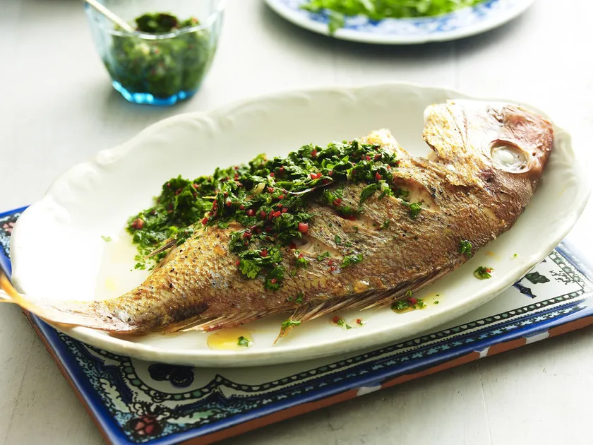 Roasted white fish with chermoulla