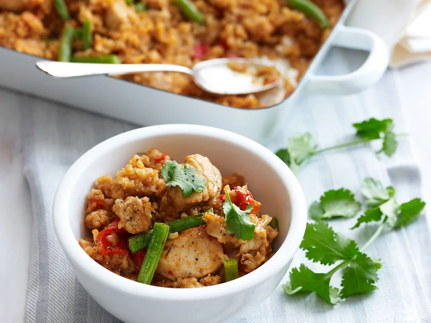 Red curry chicken risotto