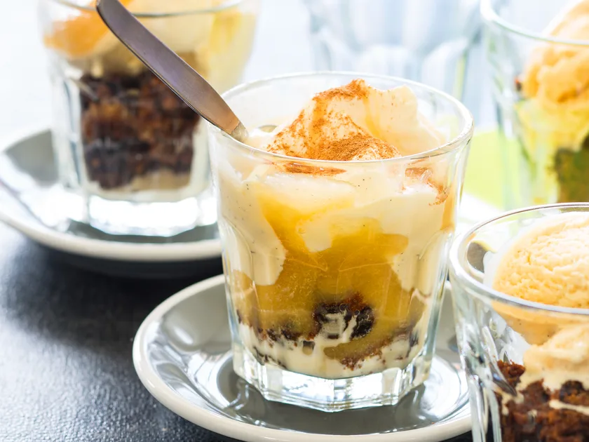 Christmas pudding sundaes with salted caramel