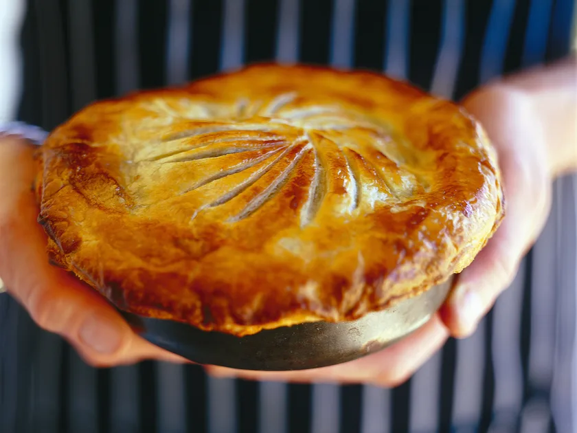 Coorong Angus beef pie with red wine, fennel and green olives