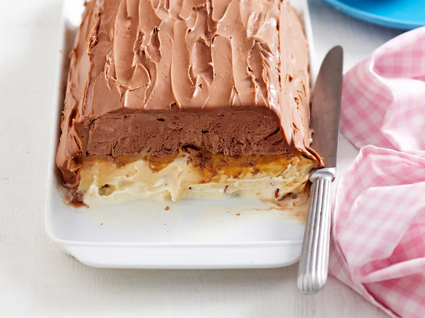 Chocolate, caramel & nougat log