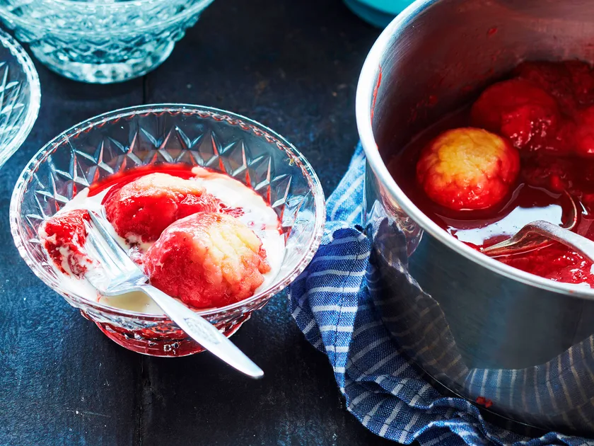 Strawberry and vanilla dumplings