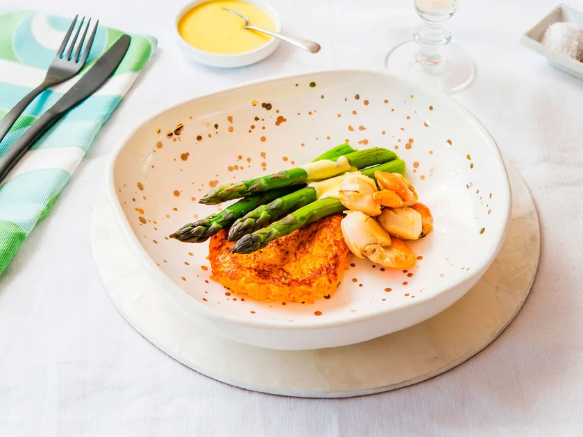 Kumara rosti with lemon hollandaise