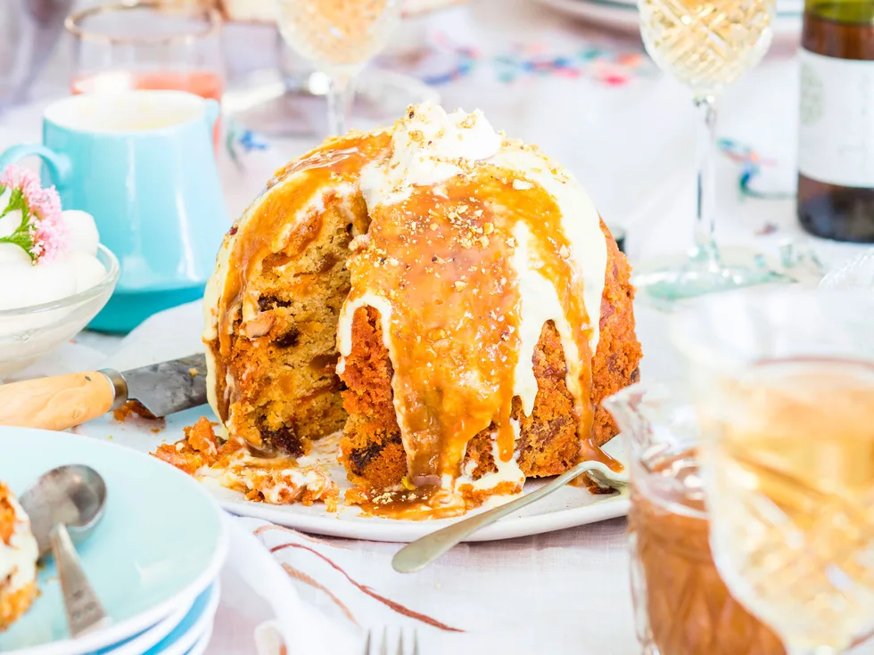 Mum’s golden Christmas pudding with butterscotch sauce