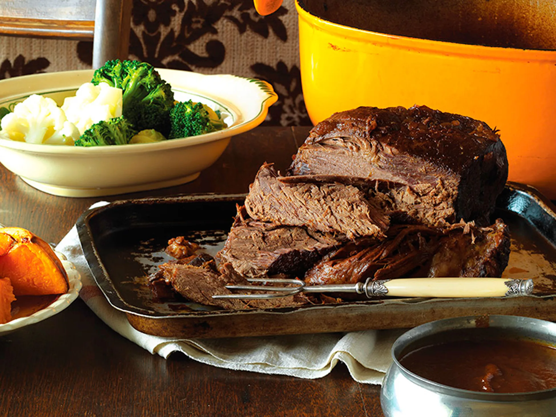 Tender slow-roasted beef with fail-safe flourless gravy