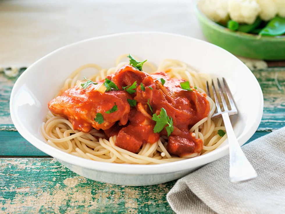 Chicken with chorizo and tomato passata