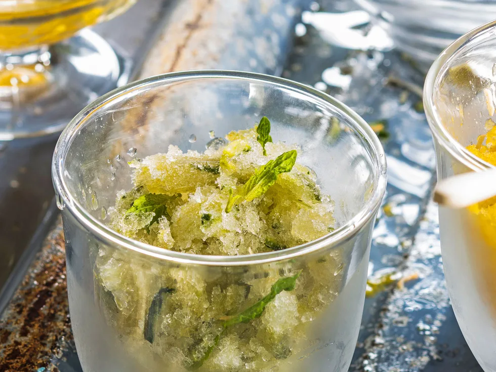 Cucumber and mint granita