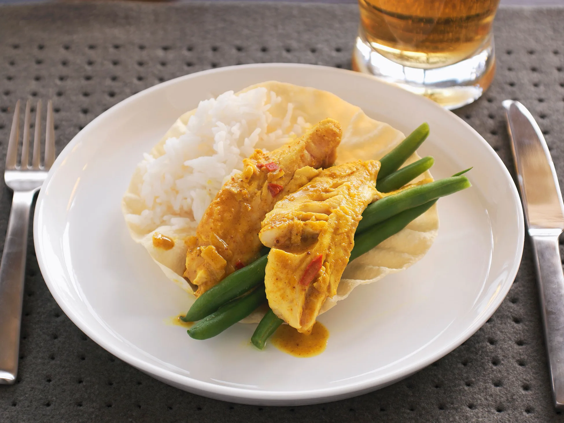 Coconut hoki fish curry