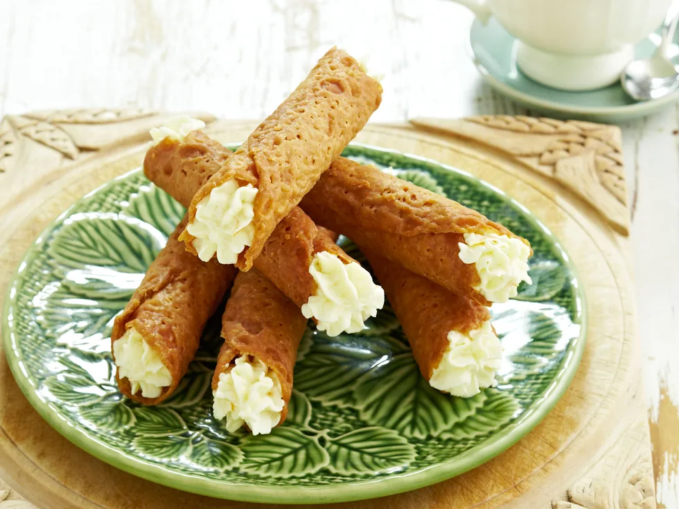 Ricotta and orange brandy snaps