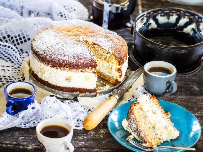 Hazelnut, pear and ricotta sponge