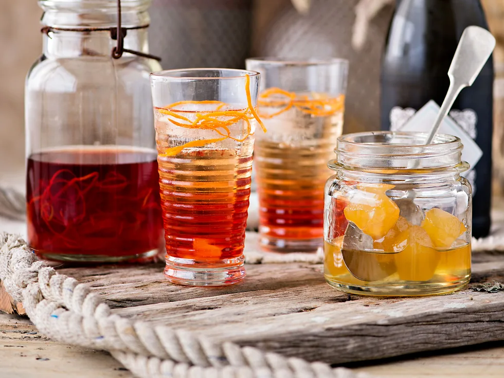 Ginger Negroni fizz cocktail