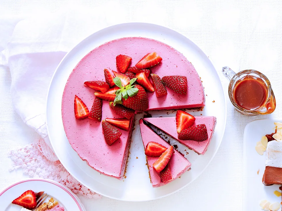 Dairy-free strawberry mousse cake