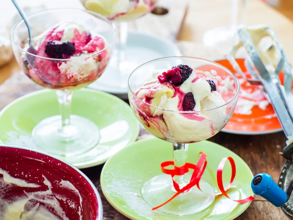 Boxing Day berry, spiced custard and meringue parfait