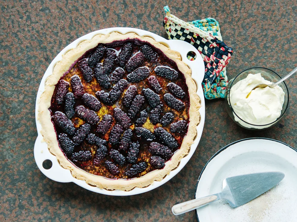 Rustic berry bramble pie with homemade pastry