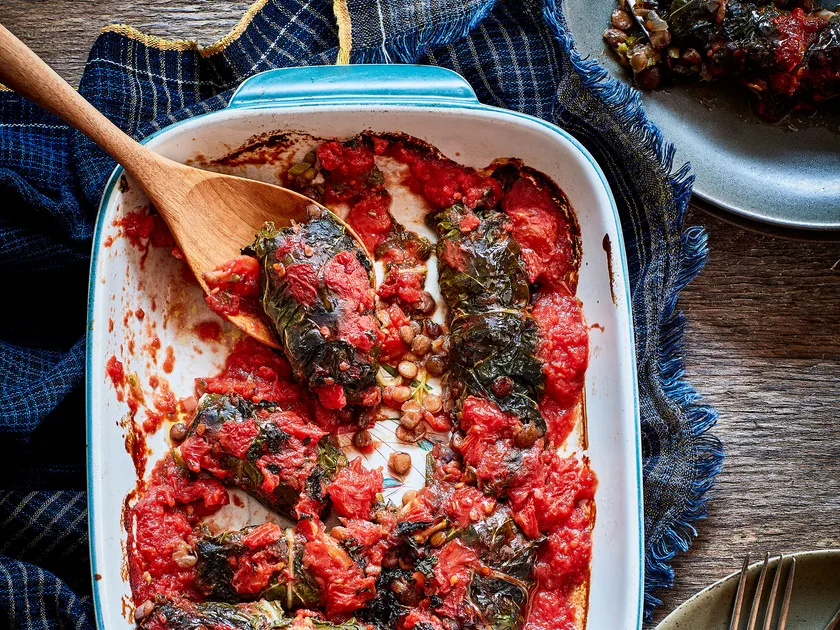 Silverbeet and lentil rolls