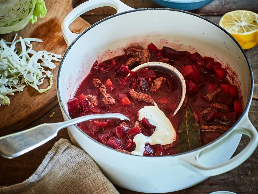 Beef and beetroot soup