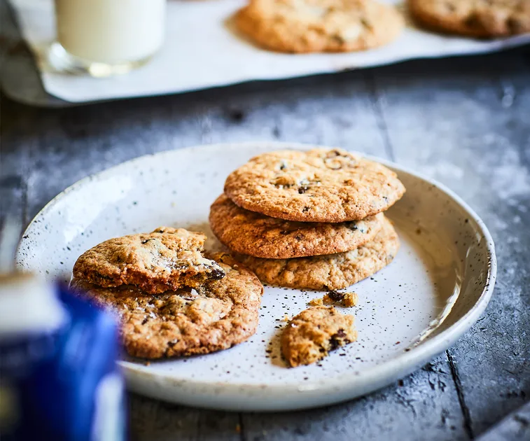 Oat raisin choc biscuits