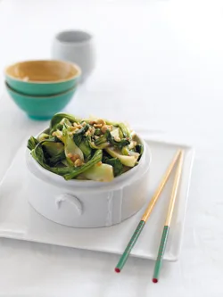 Microwave steamed bok choy