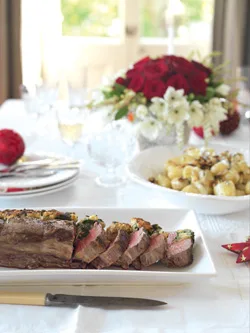 Eye fillet with pine nut, feta and spinach stuffing