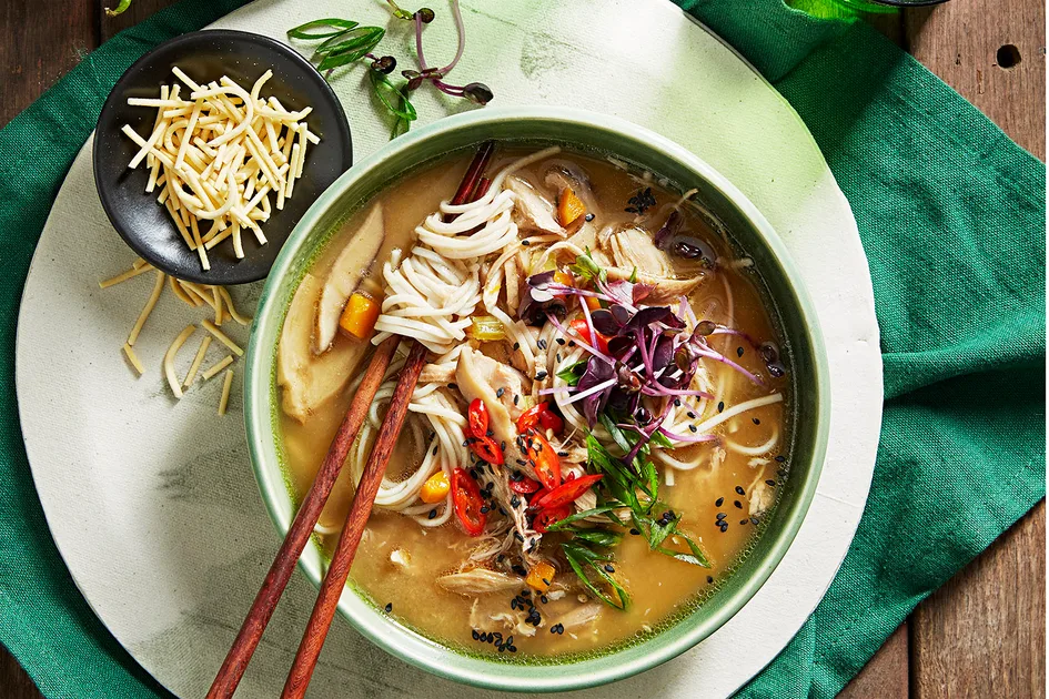 Chicken, miso and soba noodle soup Recipe - Better Homes & Gardens ...