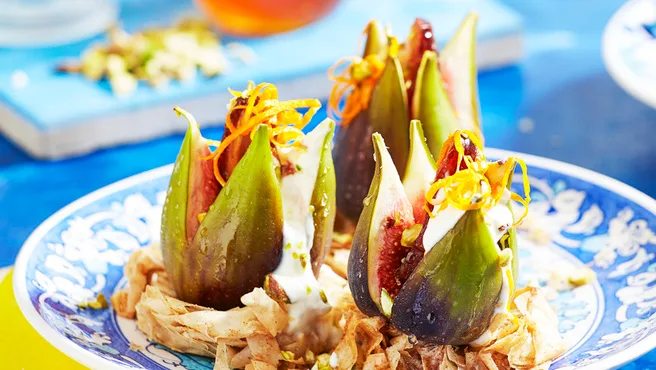 Barbecued figs in filo nests - Better Homes & Gardens Australia