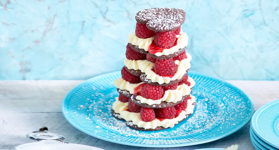 Chocolate and raspberry shortbread heart stack Recipe | Better Homes ...