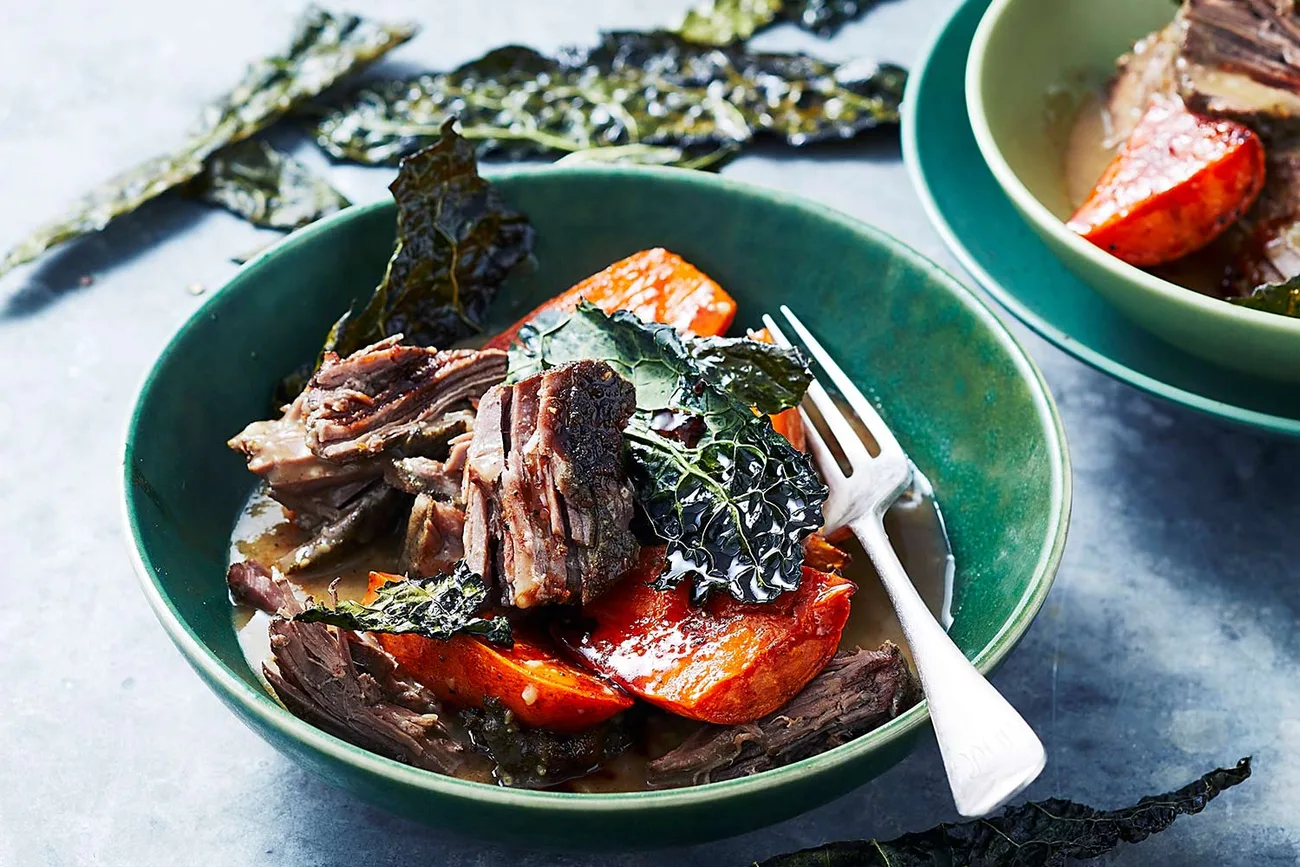 Slow-Roasted Beef with Sweet Potatoes Recipe - Better Homes & Gardens ...