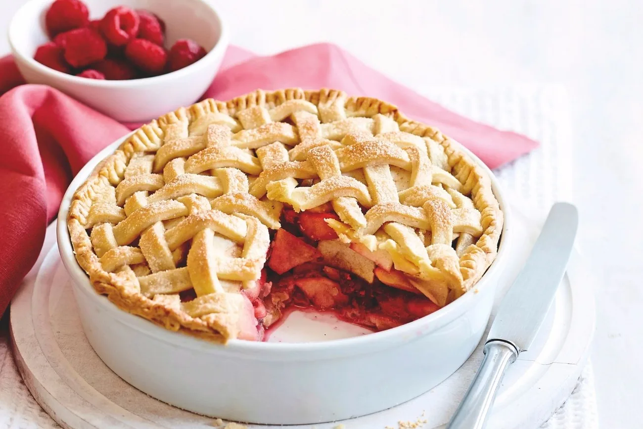 Apple, raspberry and macadamia pie Recipe | Better Homes and Gardens