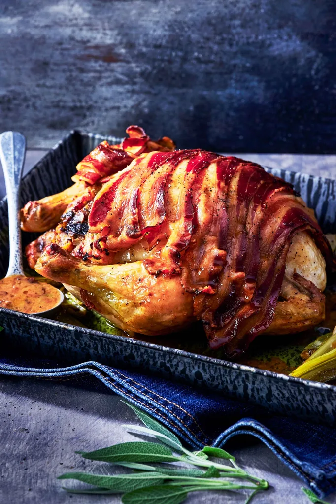 Roast chicken with prune stuffing recipe Recipe - Better Homes ...
