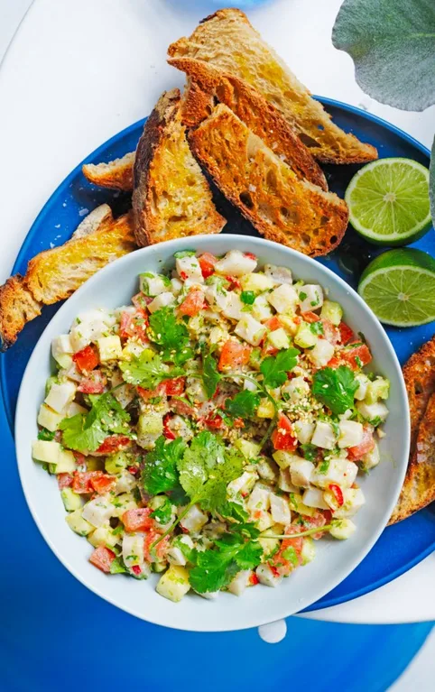 Lightly cured swordfish with coconut and lime recipe