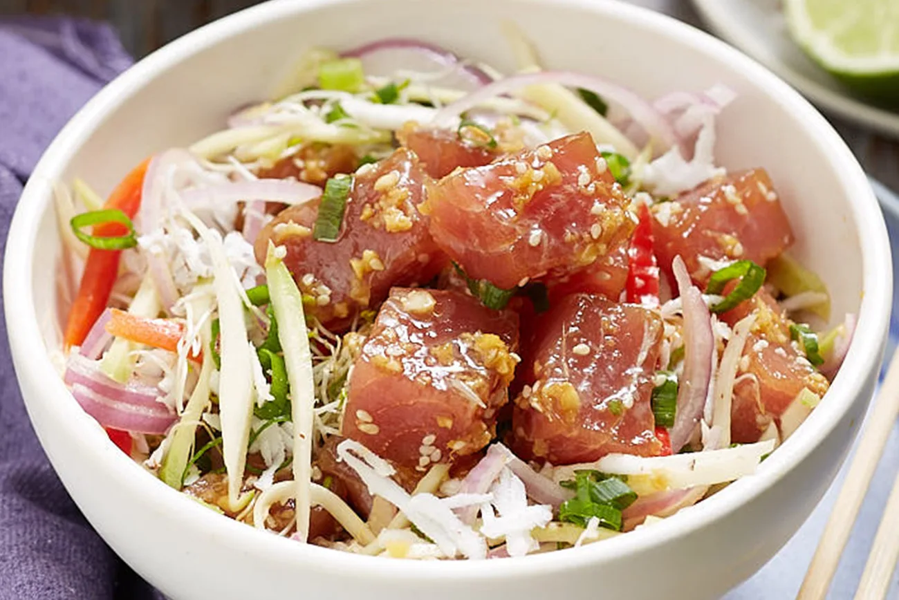 Fish poké with coconut salad recipe Recipe - Better Homes & Gardens ...