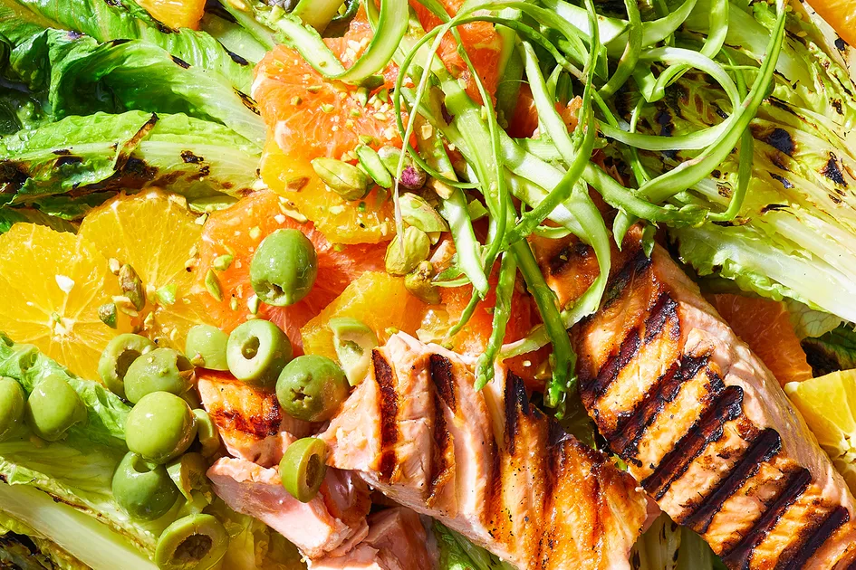Grilled Salmon And Cos Salad Recipe Recipe - Better Homes & Gardens ...