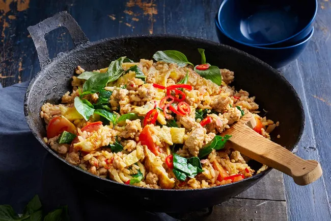 Thai Chicken Larb Fried Rice Recipe Recipe - Better Homes & Gardens ...