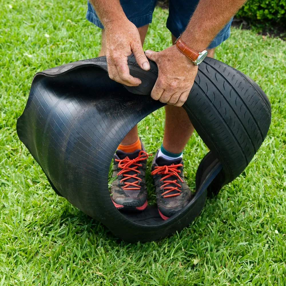 Turn a car tyre into a planter for your garden