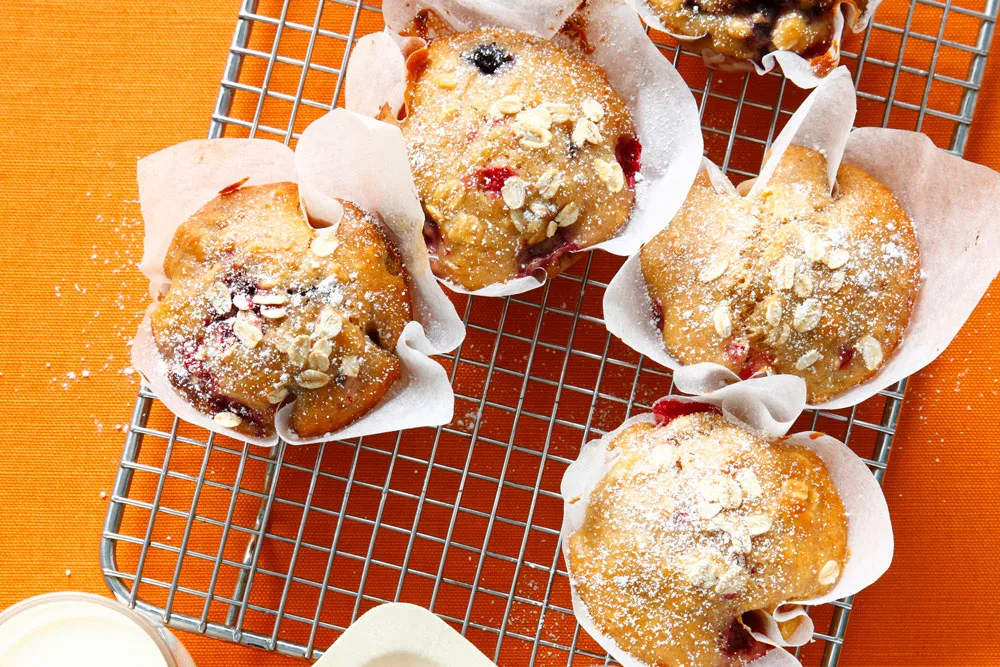 Raspberry, Oat, and Banana Muffins Recipe - Better Homes & Gardens ...