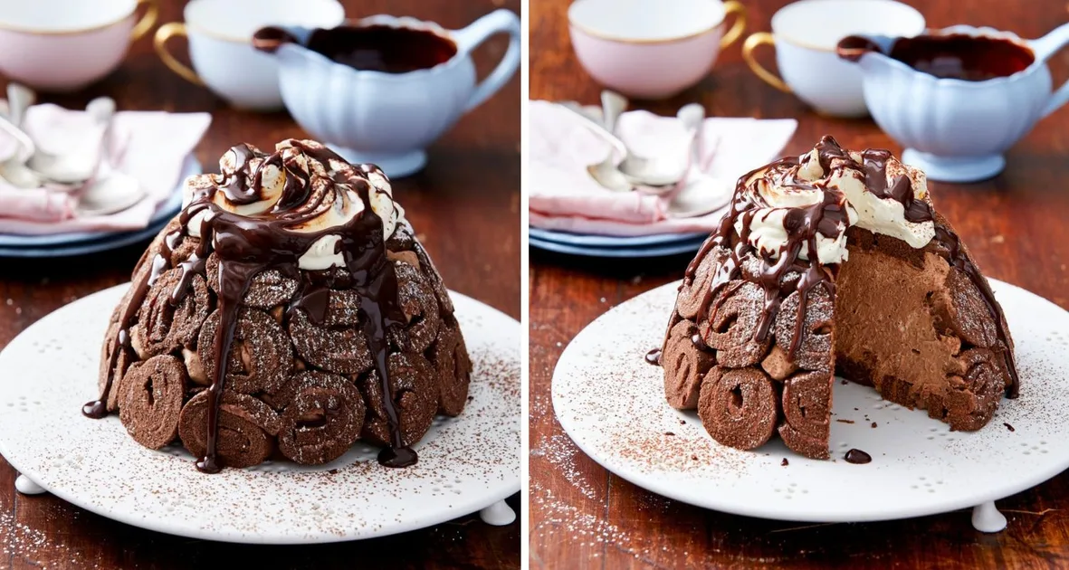 Chocolate Mousse Charlotte with Fudge Sauce | that's life!