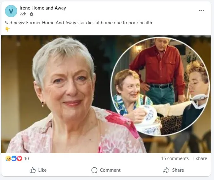 Home and Away actress Lyn Collingwood victim of death hoax