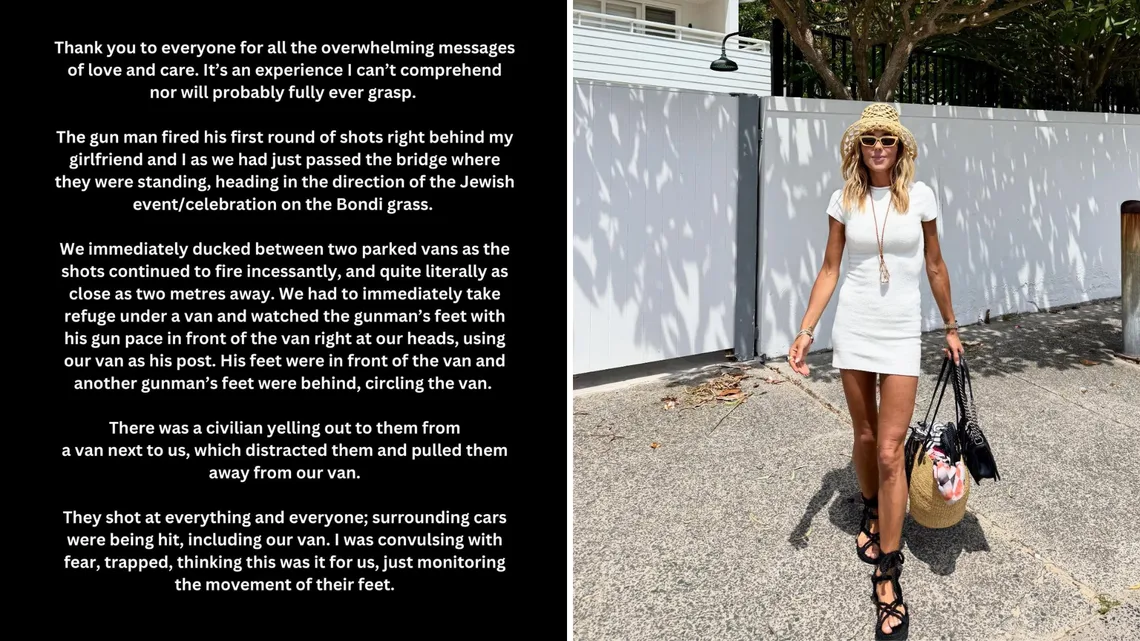 Pip Edwards hid under a van during Bondi Beach shooting | New Idea