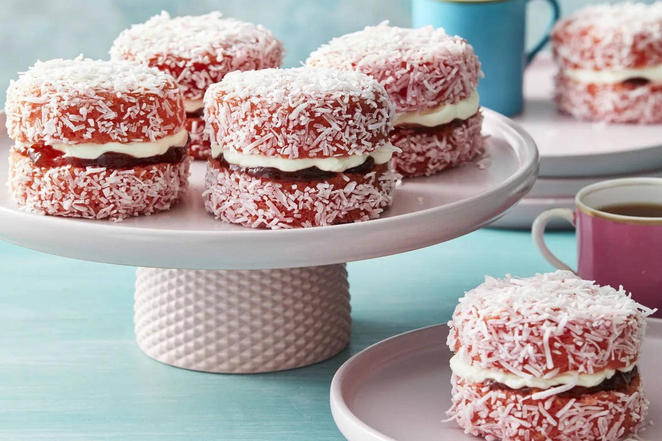 Best Ever Pink Jelly Lamington Cakes Recipe | New Idea