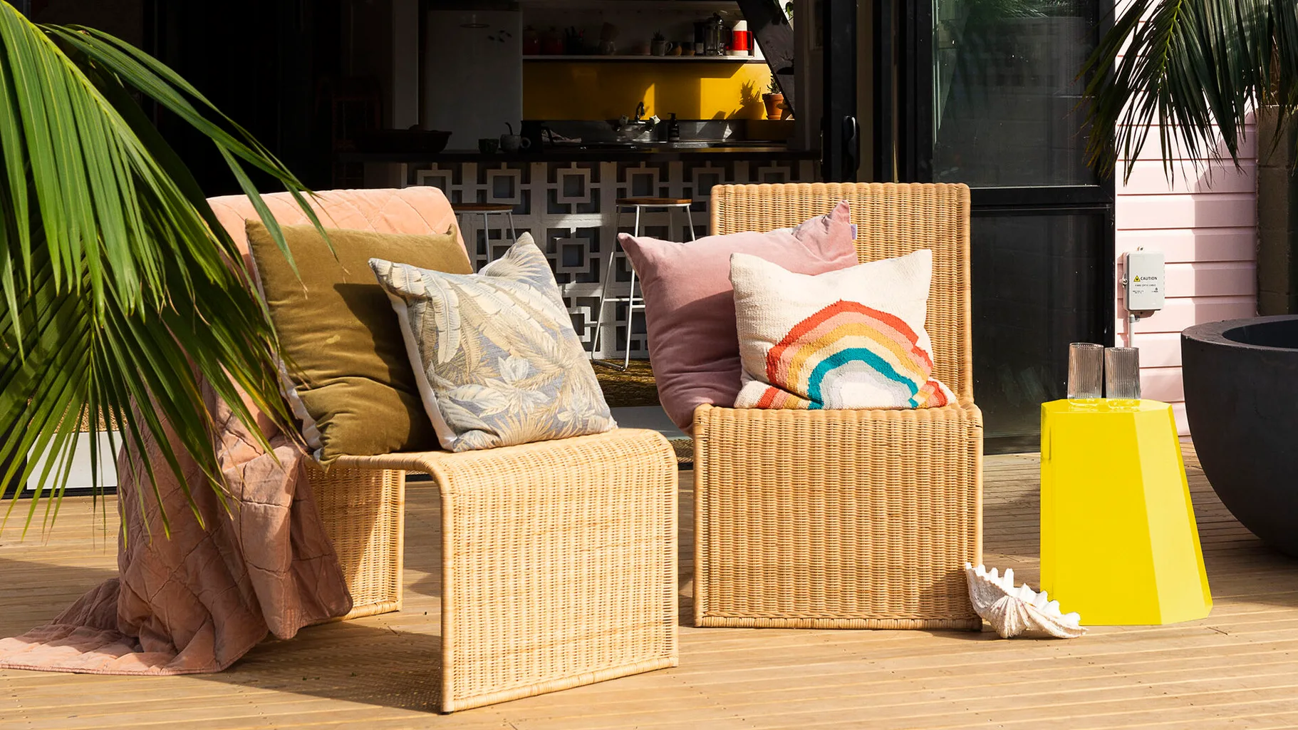 This pink bach in Papamoa is filled with unique, eclectic finds