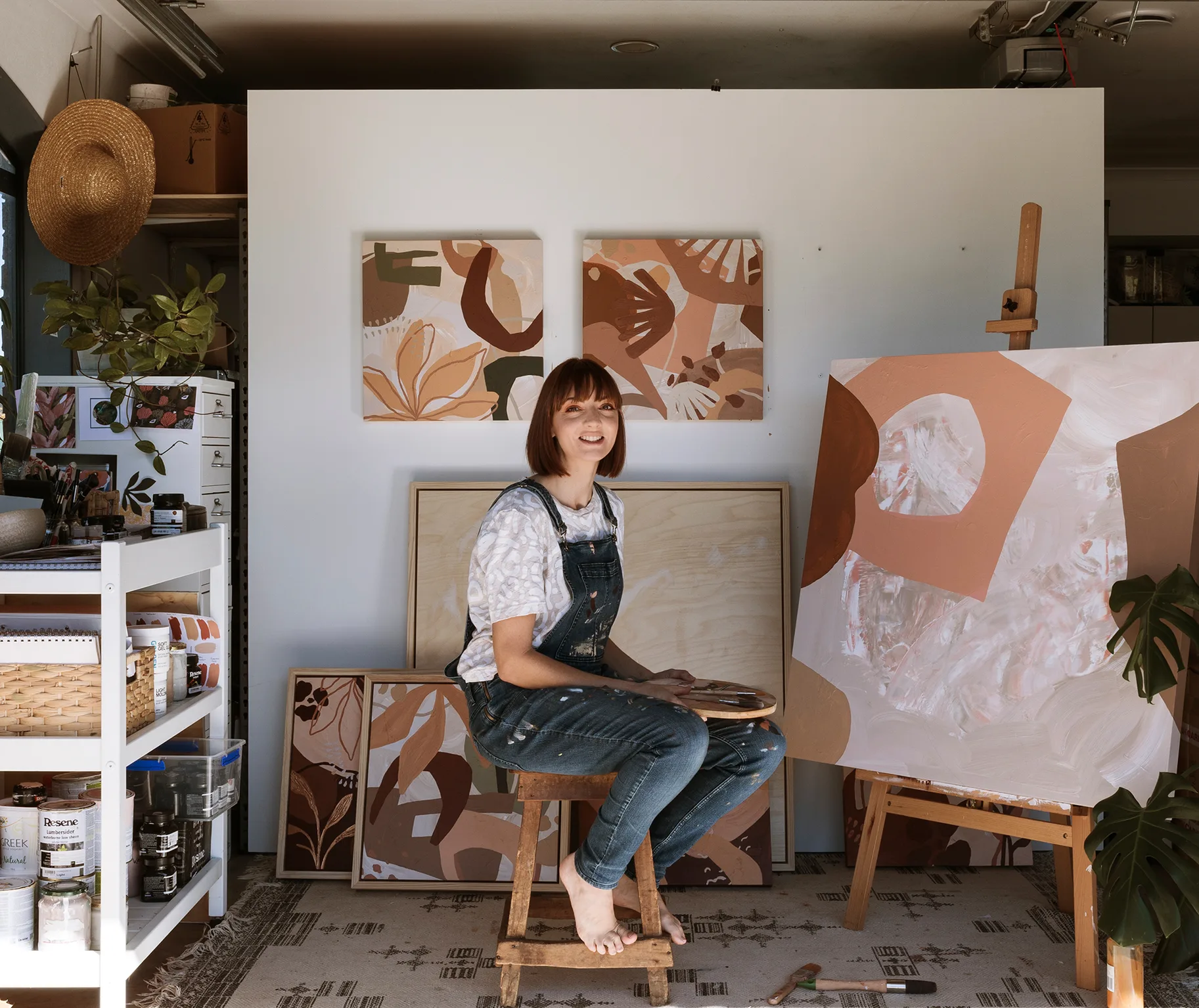Artist Jasmine Kroeze creates abstract botanical paintings on a large scale