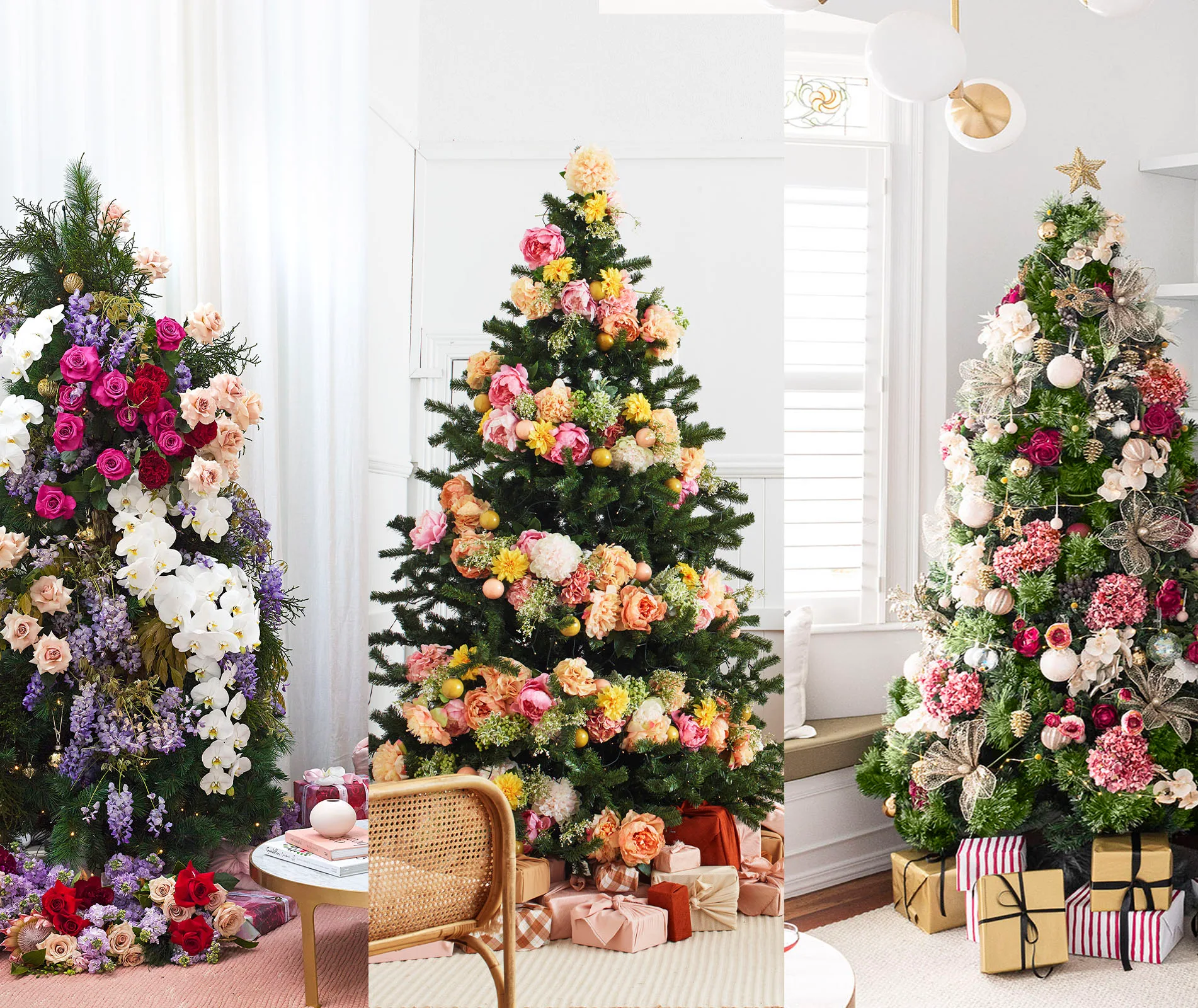 5 floral Christmas tree looks blooming with inspiration