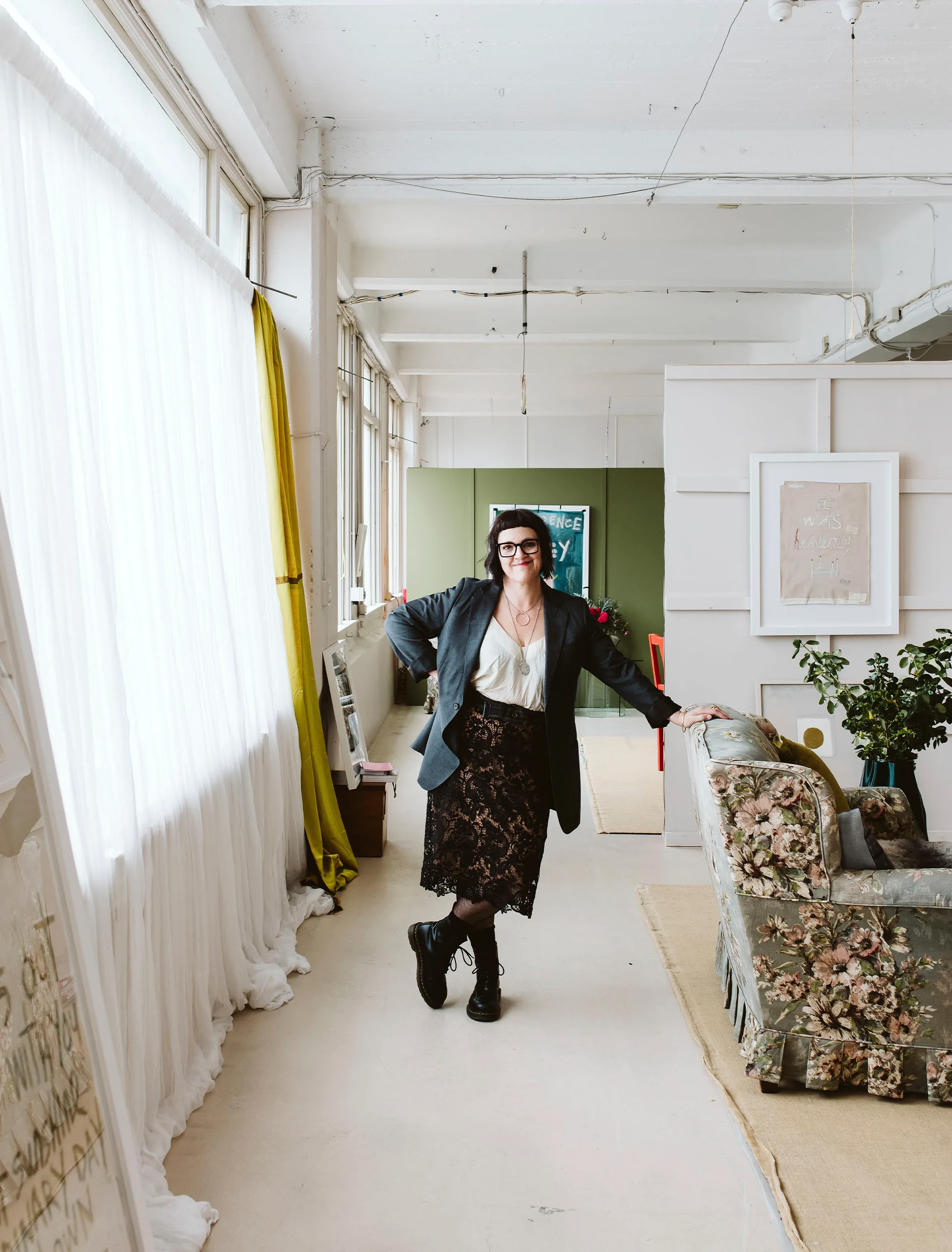 Artist Fleur Wickes' studio is a masterclass in mixing vintage with modern